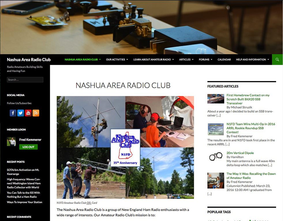 New Features On N1FD.org - Nashua Area Radio Society