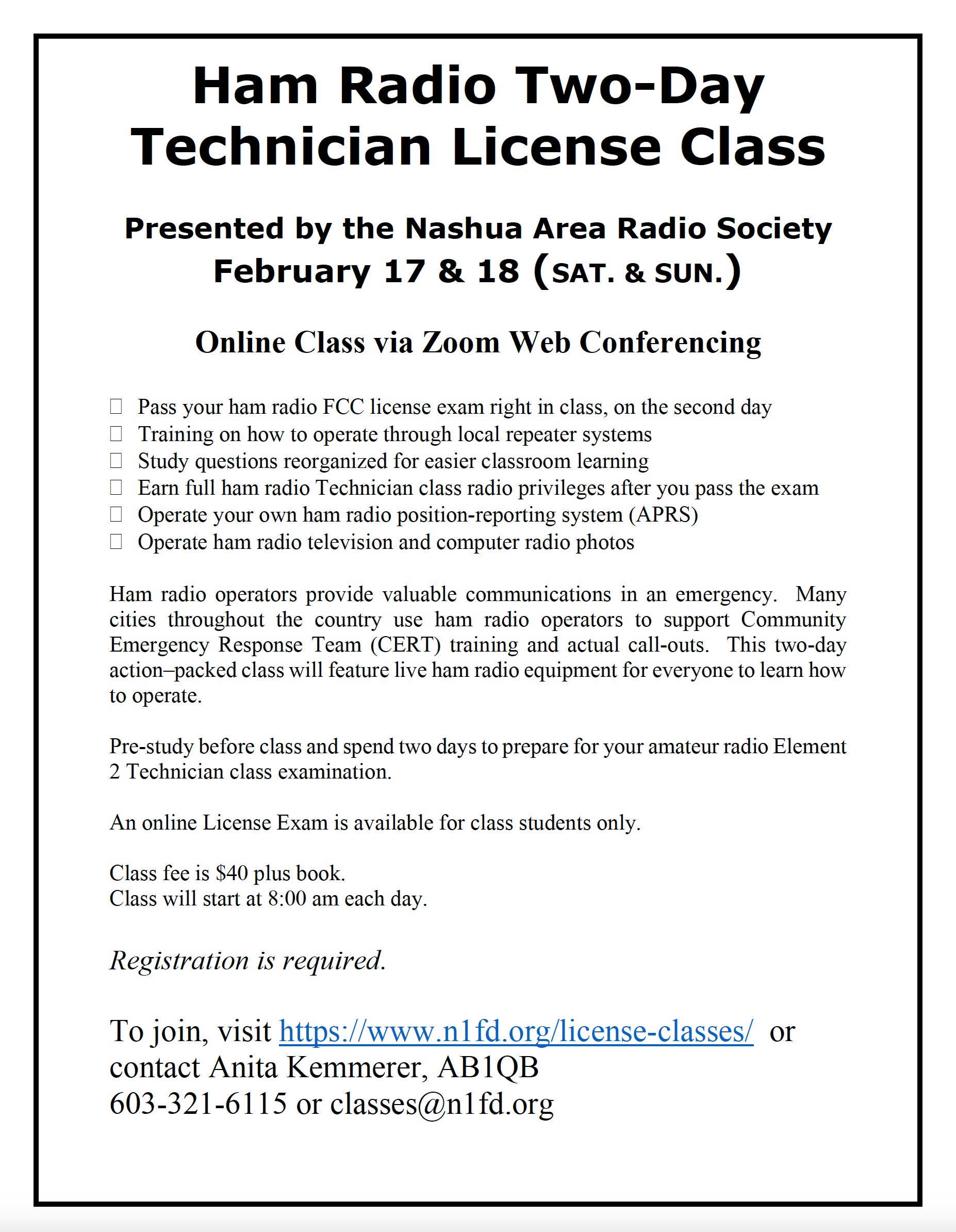 Nashua Area Radio Society License Classes