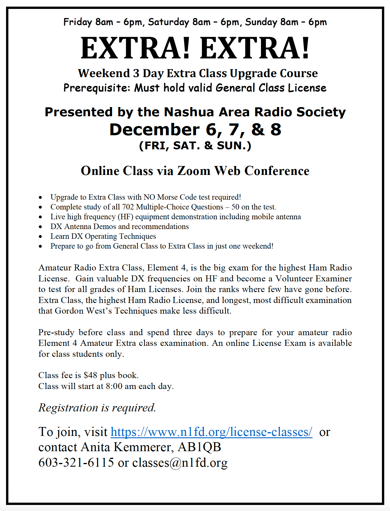 Nashua Area Radio Society License Classes