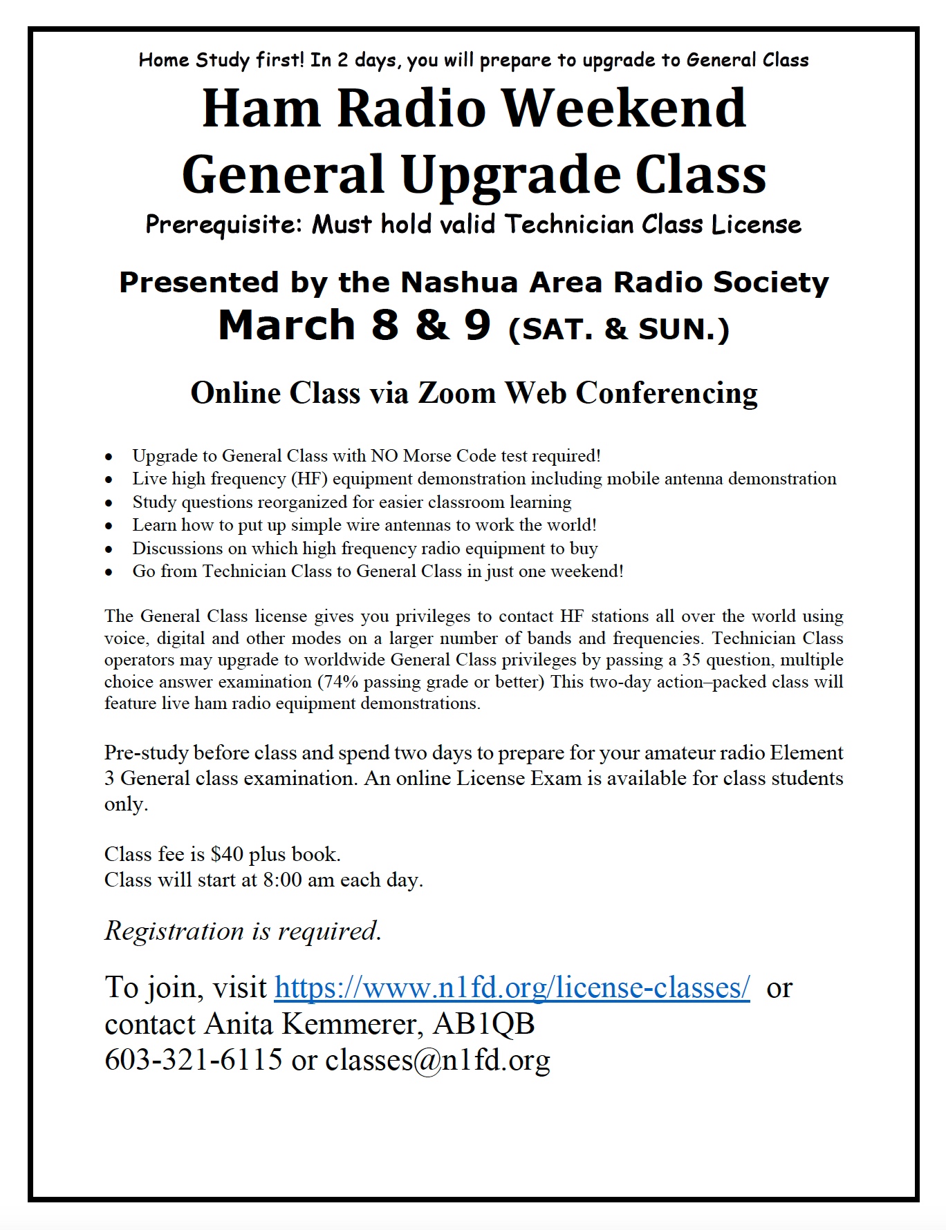 Nashua Area Radio Society License Classes
